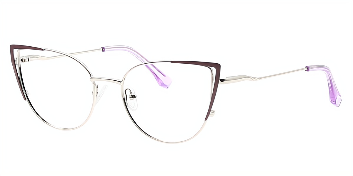 Hadley Purple Cat Eye Exquisite Metal Eyeglasses